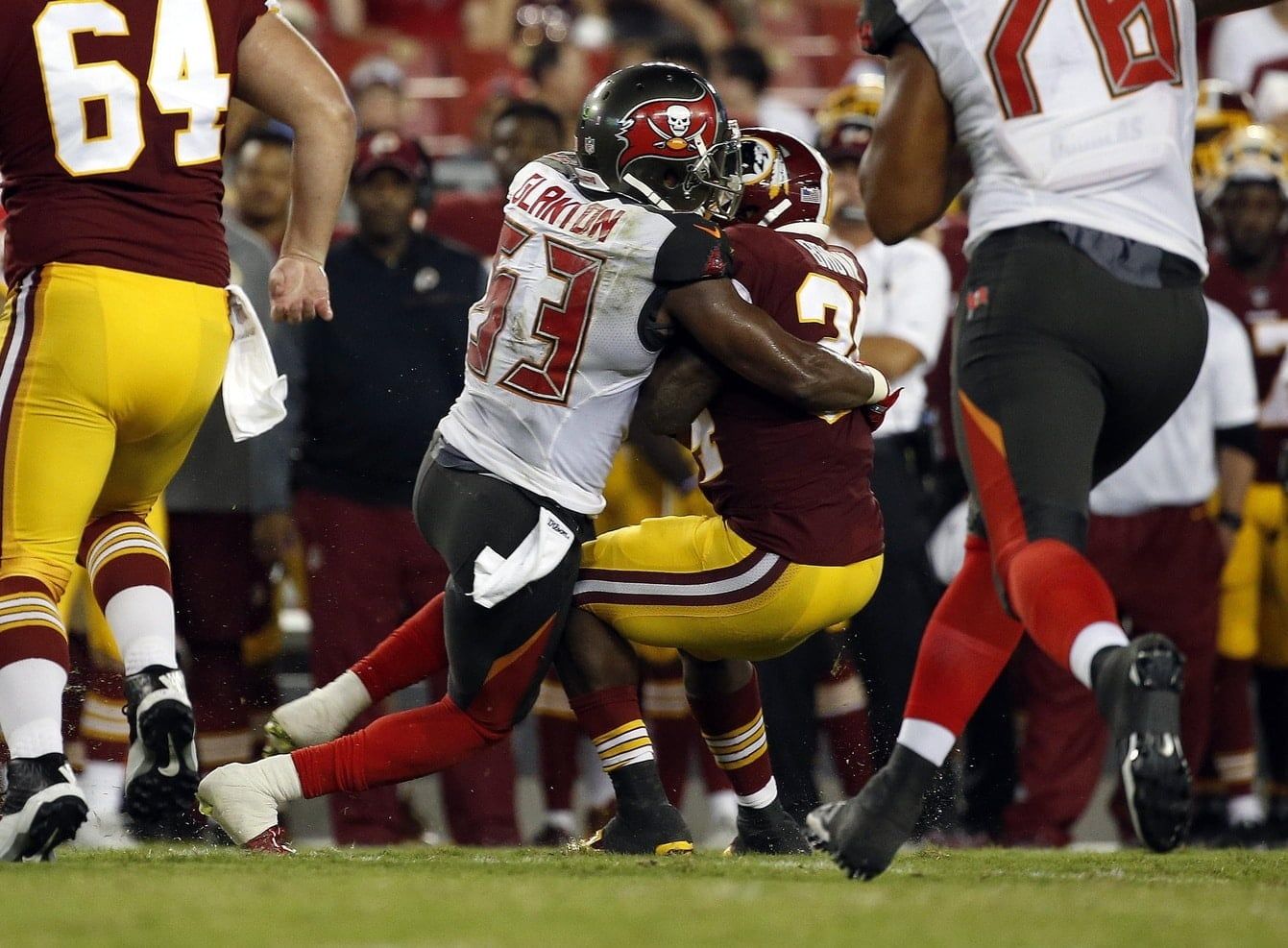 Adarius Glanton carted off field after colliding with Bucs teammate