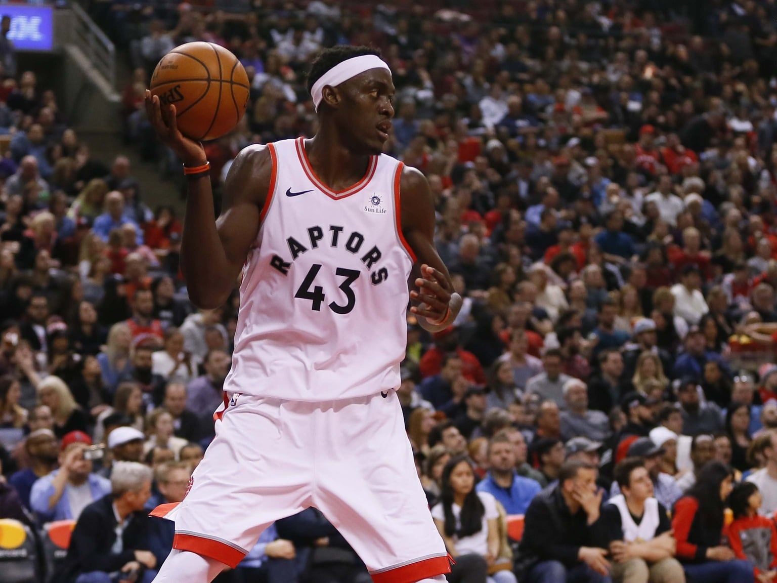 WATCH: Pascal Siakam with emphatic block of Kyrie Irving in transition