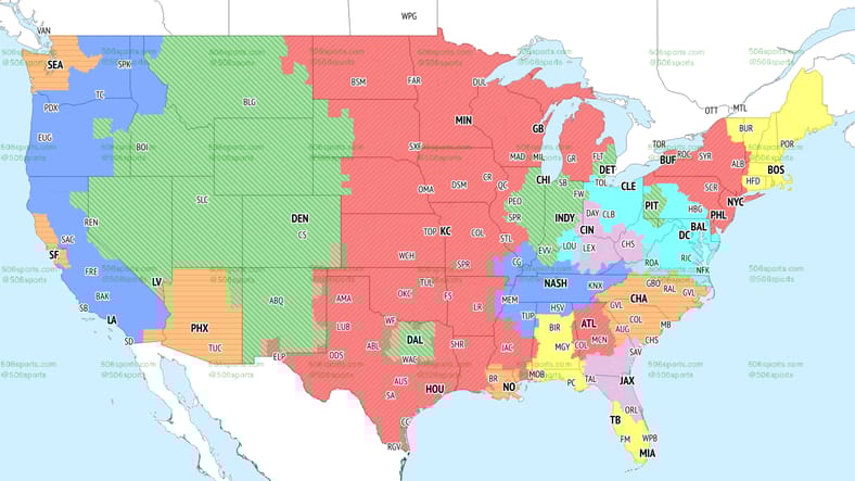 NFL Coverage Map Week 2: NFL TV Map, Broadcast Info for Sunday's Games
