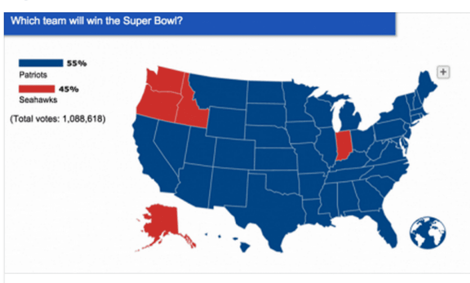 U.S. Map Shows Patriots 'Favored' to Win Super Bowl XLIX