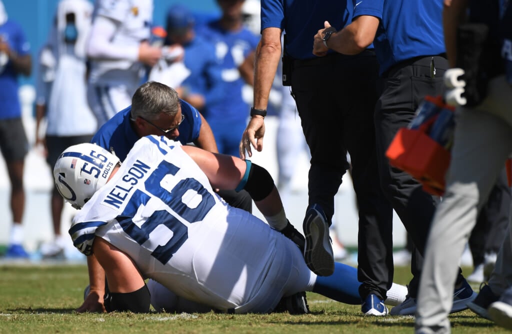 Indianapolis Colts' Quenton Nelson carted off field with ankle injury